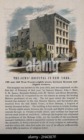 New York Hospital, New York City. Coloured wood engraving Stock Photo ...
