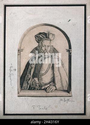 This portrait of Tycho Brahe, the famous Danish astronomer, depicts him ...