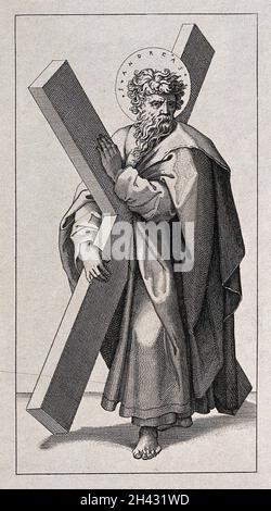 Saint Andrew. Line engraving Stock Photo - Alamy