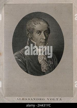 Alessandro Volta. Engraving of Count Alessandro Giuseppe Anastasio ...