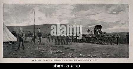 Boer War: bringing in the wounded. Watercolour sketch Stock Photo - Alamy