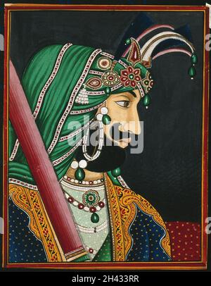 A Hindu raja. Painting by an Indian artist, 1800s Stock Photo - Alamy