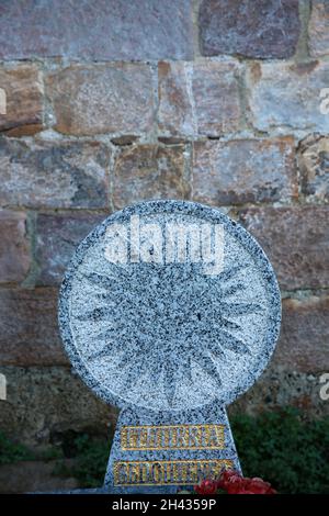 Pays Basque headstones in Ainhoa, Atlantic Pyrenees, France Stock Photo ...