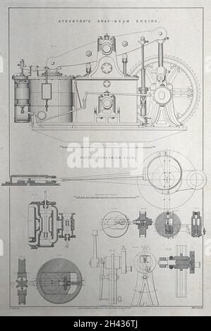 Engineering: a steam engine. Lithograph, 1852 Stock Photo - Alamy
