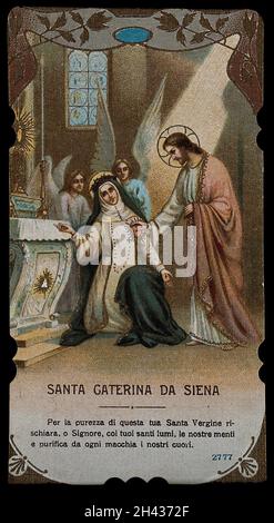 Saint Catherine of Siena. Colour lithograph Stock Photo - Alamy