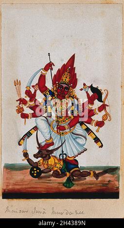 Durga killing demon Mahisha- durga Mahishasuramardini - Shola pith ...