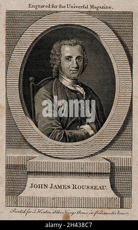 Jean-Jacques Rousseau. Line engraving by Salvador after R. Gardelle ...