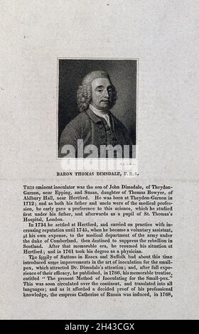 Thomas, Baron Dimsdale. Stipple engraving by H. R. Cook, 1820 Stock ...