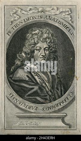 Pierre Dionis. Line engraving by B. Vogel, 1712 Stock Photo - Alamy