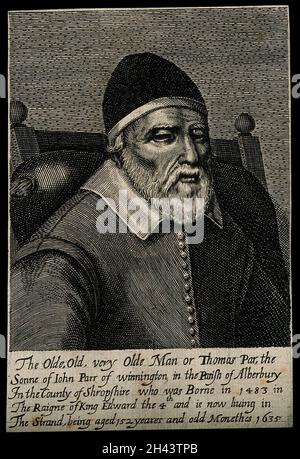 Thomas Parr, aged 152. Line engraving Stock Photo - Alamy