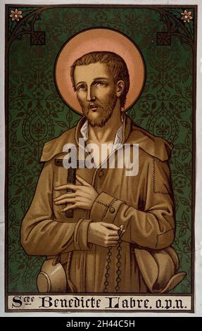 Saint Benedict Joseph Labre. Colour lithograph Stock Photo - Alamy