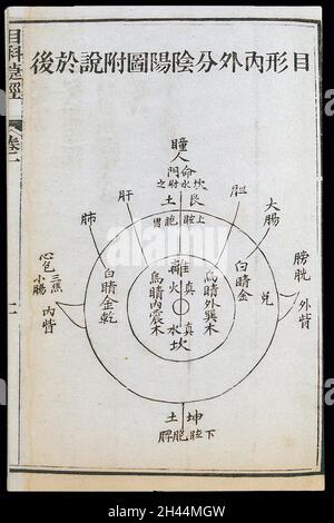 C19 Chinese eye diagnosis chart showing Yin and Yang division Stock ...