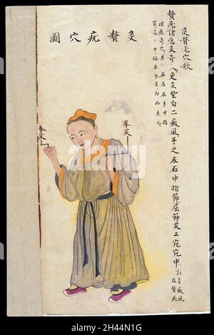 C19 Chinese MS moxibustion point chart: Yanglingquan Stock Photo - Alamy