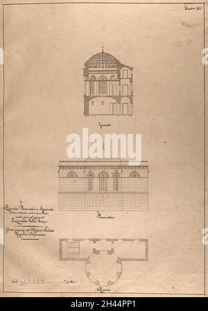 The lazaretto at Foce: floor plan. Pen drawing by I. Cremona, 1811 ...