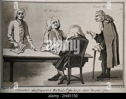 Men playing draughts in Button's Coffee-House, London, ca. 1720 ...