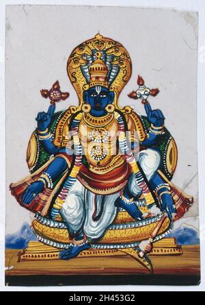 In Hindu mythology, Vishnu, the preserver deity, is depicted cutting ...