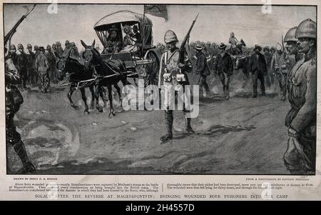 Boer War: bringing in the wounded. Watercolour sketch Stock Photo - Alamy