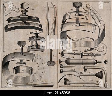 Surgical instruments. Engraving with etching by R. Parr Stock Photo - Alamy