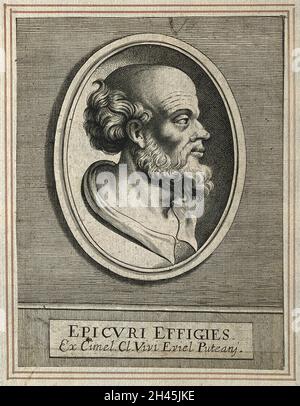 Epicurus. Line engraving Stock Photo - Alamy