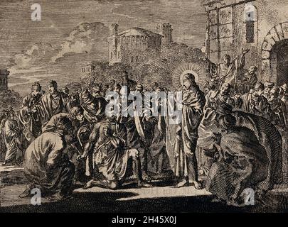 Christ Heals a Blind and Dumb Demoniac. Dated: 1548. Medium: etching ...