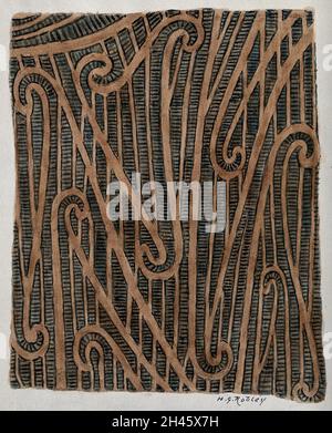 Puhoro: tracing of the chisel cuts used in a Maori design of tattooing ...