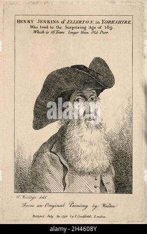 Henry Jenkins, aged 169. Etching by T. Worlidge, 1752, after R. Walker ...