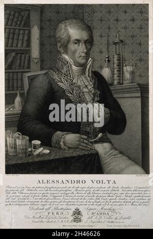 Alessandro Volta. Engraving of Count Alessandro Giuseppe Anastasio ...