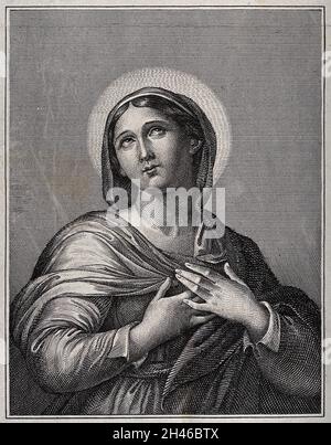 Saint Mary (the Blessed Virgin). Line engraving Stock Photo - Alamy