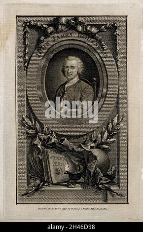 Jean-Jacques Rousseau. Line engraving by Salvador after R. Gardelle ...
