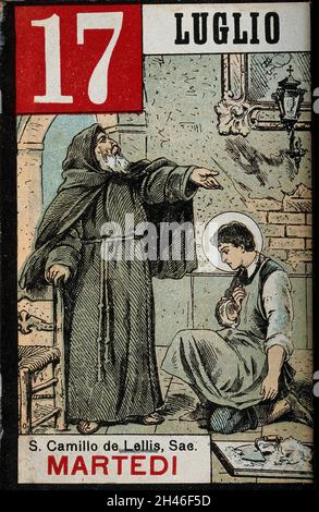 Saint Camillus de Lellis. Colour lithograph Stock Photo - Alamy