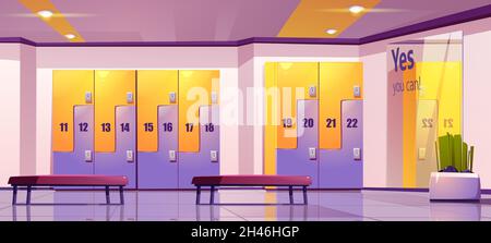 School changing room. University locker gym rooms, dressing storage ...