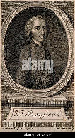 Jean-Jacques Rousseau. Line engraving Stock Photo - Alamy