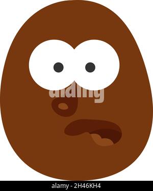 Scared potato, illustration, vector on white background Stock Vector ...