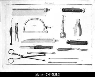 Instruments for trepanning, 18th century Stock Photo - Alamy