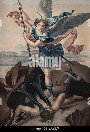 Saint Michael the Archangel. Engraving after P. Witte (Candid) after H ...