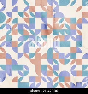 Seamless mid century retro watercolor geometric surface pattern design ...