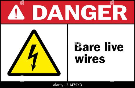 Caution Overhead cables sign. Electrical safety signs and symbols Stock ...