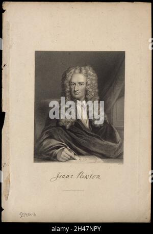 Sir Isaac Newton. Stipple engraving by J. Whessell, 1812, after L. F ...