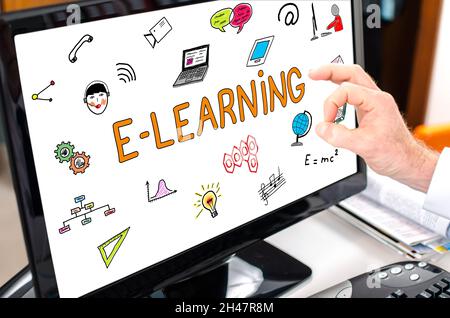 E-learning concept shown on a computer screen Stock Photo - Alamy