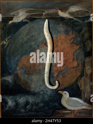 Parasites: a parasitical worm, shown much enlarged, with its hosts ...