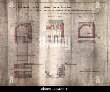 Civil engineering: construction drawings for the Thames Embankment ...