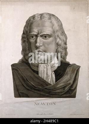 Sir Isaac Newton. Stipple engraving by E. Scriven after J. Vanderbank ...