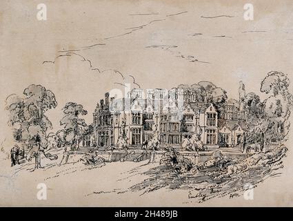 Embley Park, Hampshire, home of Florence Nightingale's family. Coloured ...