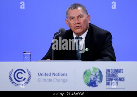 Prime Minister of Tuvalu Kausea Natano arrives for the COP26 summit at ...