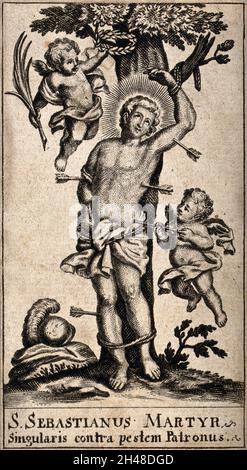 Martyrdom of Saint Sebastian. Etching Stock Photo - Alamy