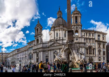 Piazza Navona, one of the most famous monumental squares in Rome Stock ...