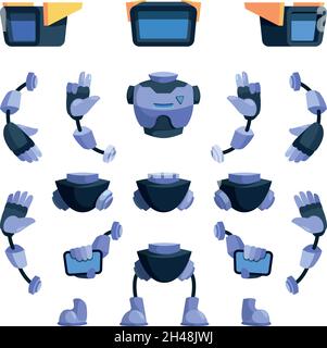 Robot character constructor. Cartoon futuristic android body parts ...
