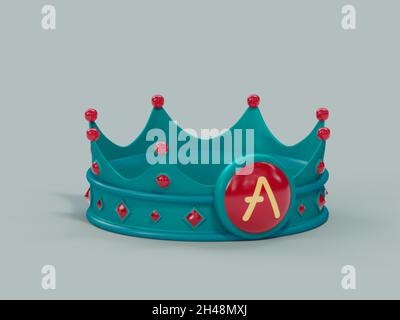 3D rendering of a stylized royalty crown with a MONERO coin symbol ...