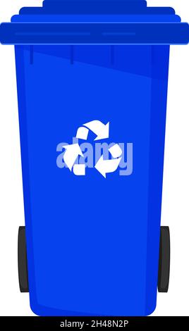 Blue dustbin, illustration, vector on a white background Stock Vector ...