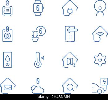 Smart energy management linear icons set. Efficient, Sustainability ...